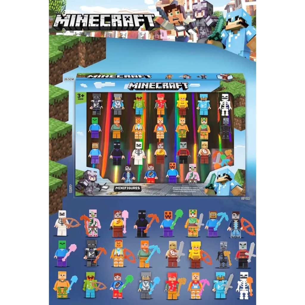 MINECRAFT MYWORLD 24 IN 1 SMALL FIGURE COLLECTION BOX TOY SET ANIME ...