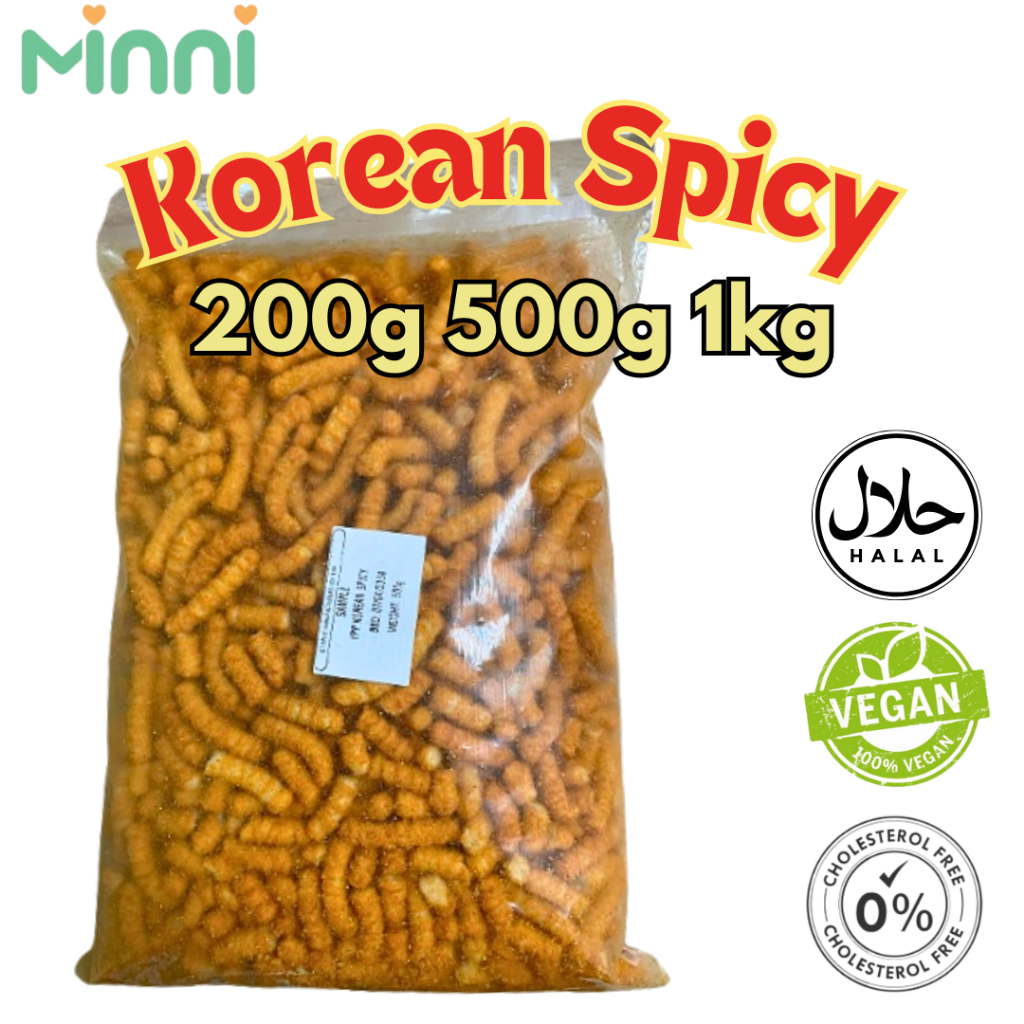200G/ 500G / 1KG Minni HALAL Yellow Pea Puff - Korean Spicy Baked ...