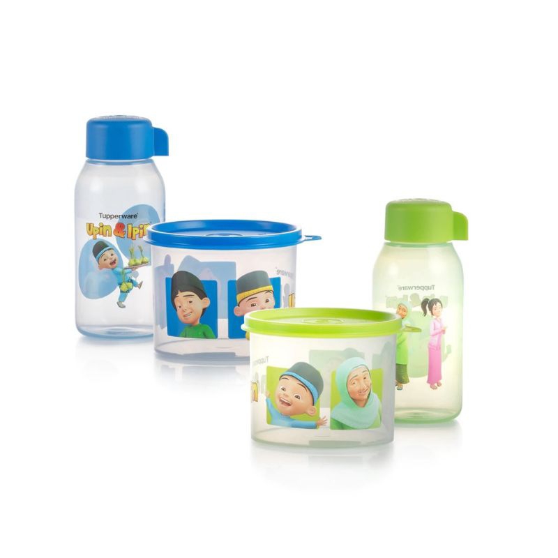 Tupperware (2 Bottles {350ml} + 2 Canisters {570ml}) Upin Ipin Collection Set | Shopee Singapore