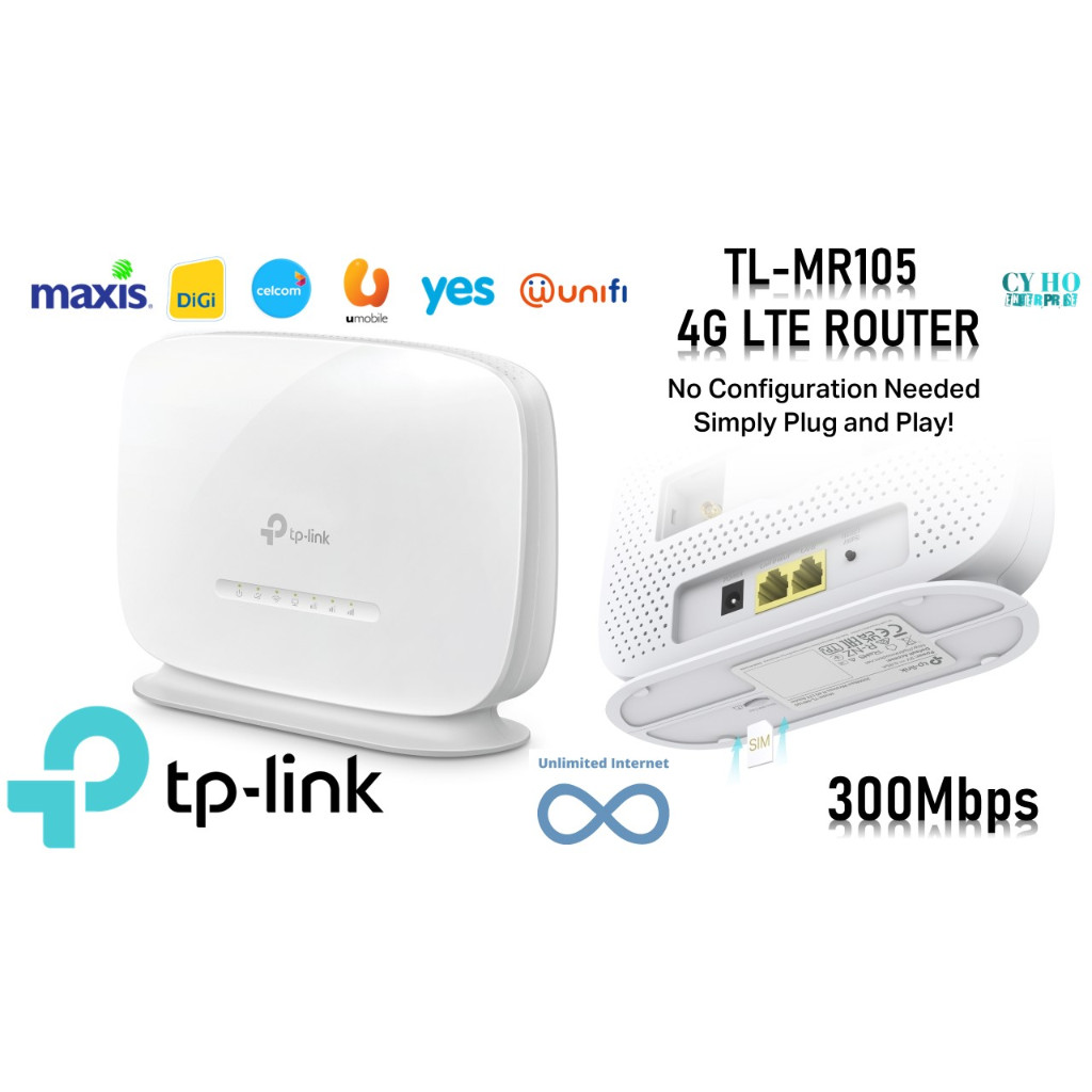 TP-LINK TL-MR105 4G LTE WIFI SIM-CARD ROUTER - 300Mbps / 2.4Ghz with 2 ...