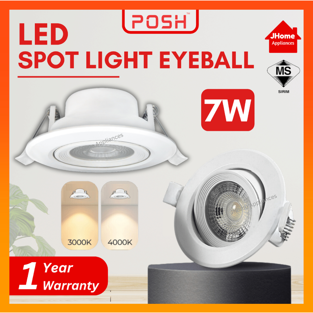[SIRIM] POSH LED SPOTLIGHT 7W COB EYEBALL CEILING LIGHT ( WARM WHITE ...