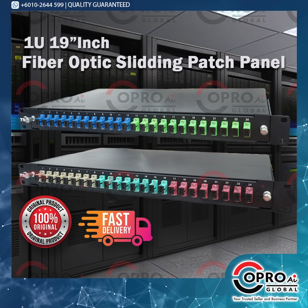 [TM] 1U 19'Inch Fiber Optic Sliding Patch Panel [Simplex] 24Port ...