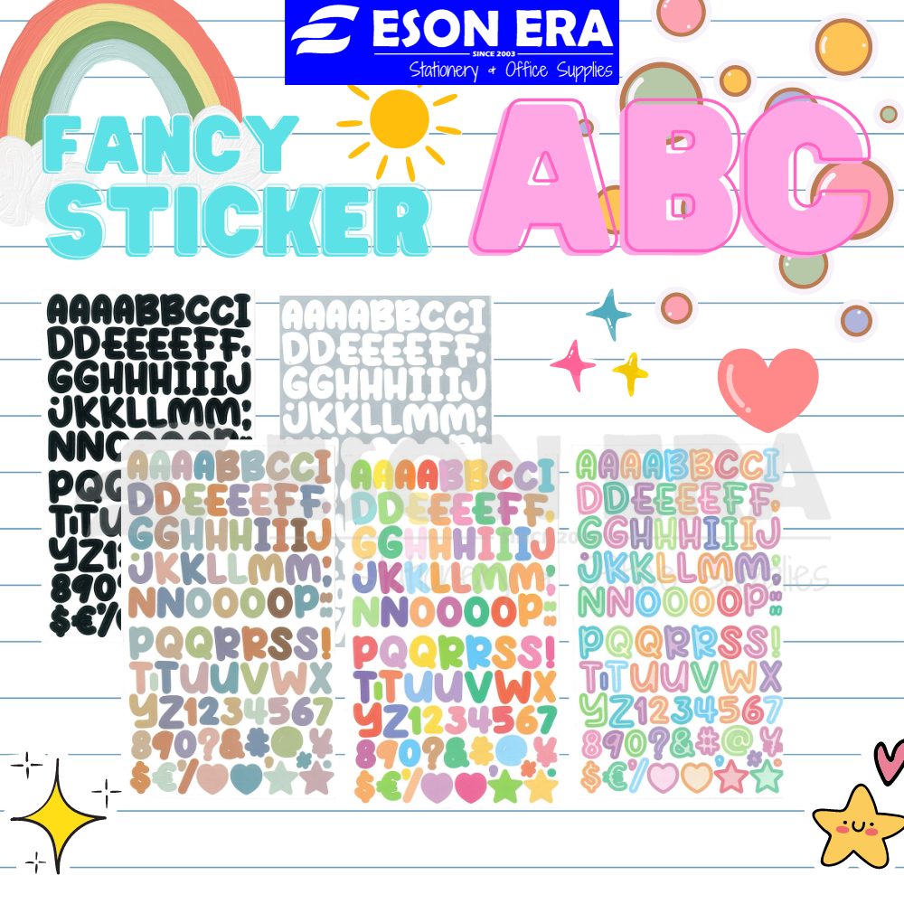 Fancy Sticker ABC Cute Sticker Alphabet Decoration Folio Design ...