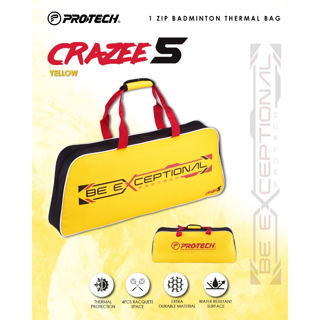 PROTECH CRAZEE 5 (1 Zips Racquet Bag with Thermal) | Shopee Singapore