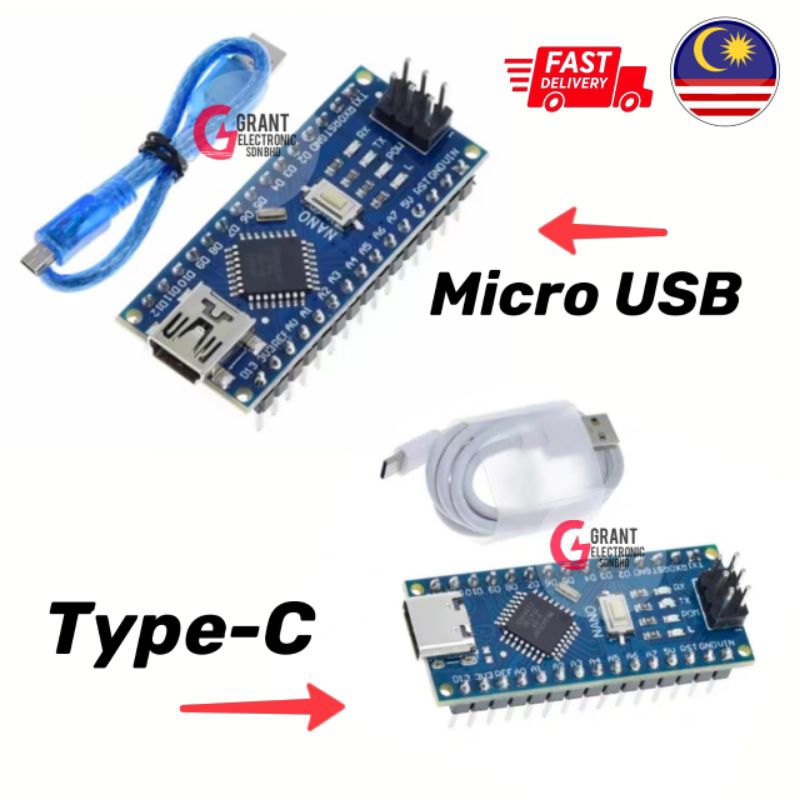 Nano V3.0 CH340 Atmega328P USB to TTL Atmega328P Microcontroller ...
