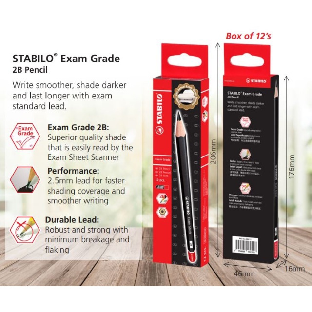 Graphite Pencil - STABILO Exam Grade 2B Pencil Set 12pcs | Shopee Singapore