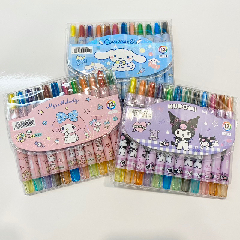 Sanrio 12 Colors/Set Non-Toxic Drawing Colors Rotating Crayons Drawing ...
