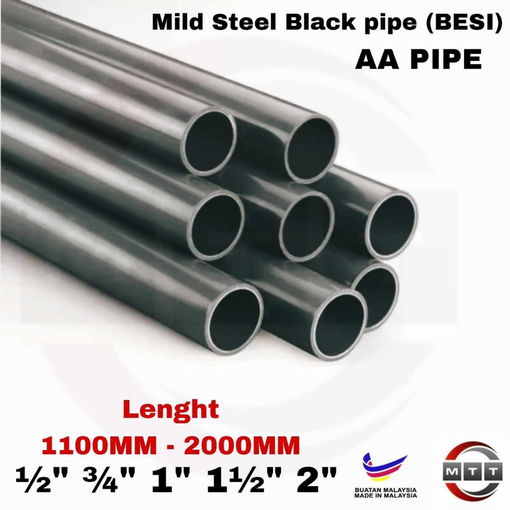 MILD STEEL (BESI) BLACK PIPE 1100MM-2000MM (DIFFERENT SIZES AND LENGTH ...