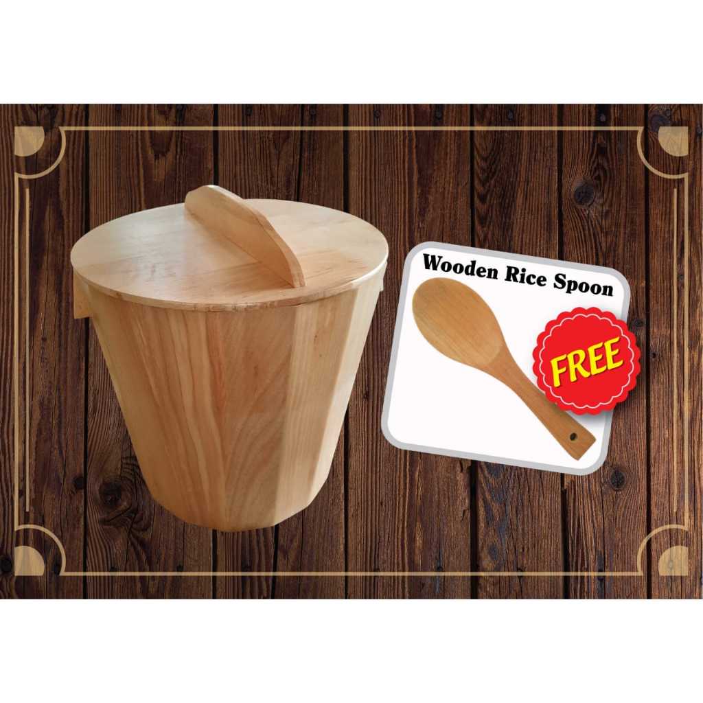 Wooden Rice Bucket 10 kg Wooden Rice Barrel | Shopee Singapore