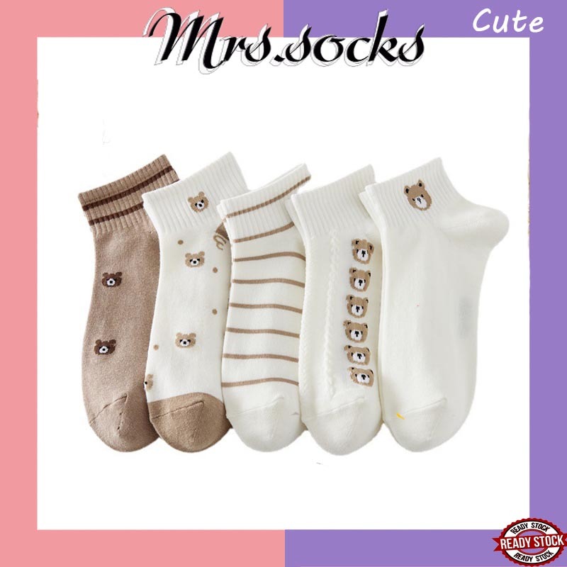 Mrs.socks Bear Corak Cute Socks Ankle Socks Women Stokin Pendek ...
