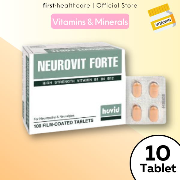 Hovid Neurovit Forte Vitamin B2 B6 B12 High Strength (10 TABLETS PER ...