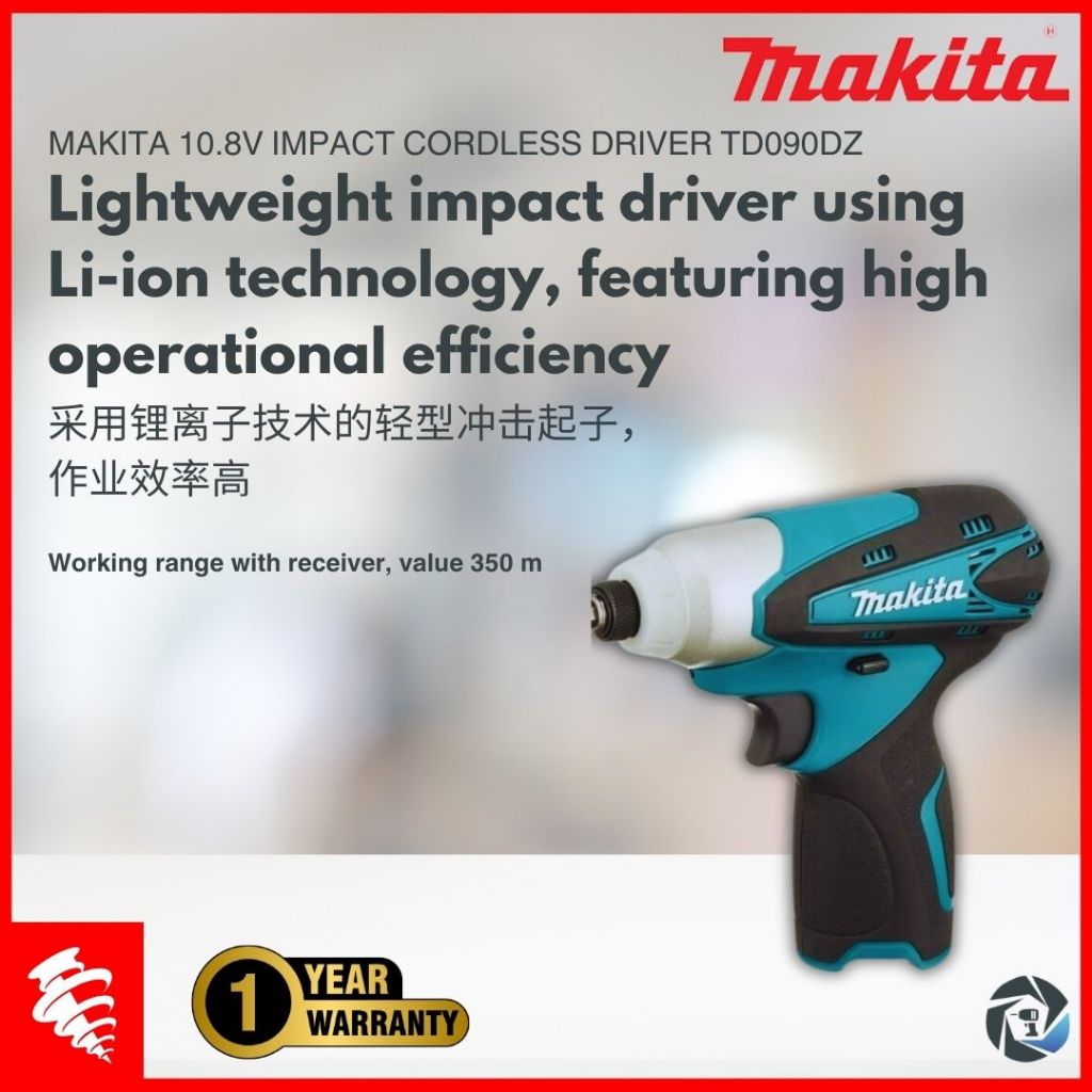 MAKITA 10.8V IMPACT CORDLESS DRIVER TD090DZ /TD090DW / TD090DWE (BATTERY AND CHARGER NOT ...