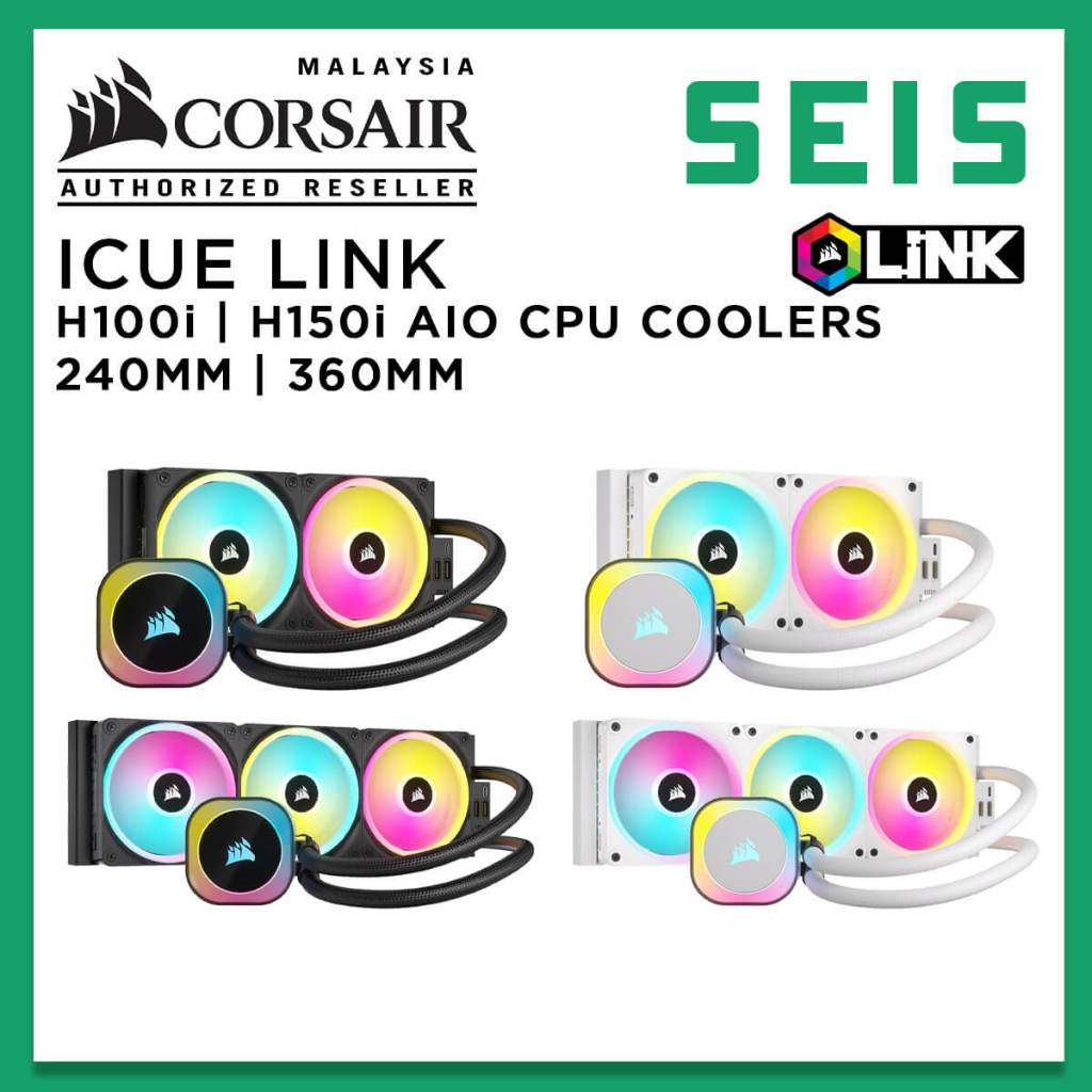 CORSAIR iCUE Link H100i H150i RGB Liquid CPU Cooler Black White - 240mm ...