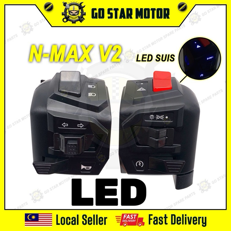 YAMAHA NMAX N-MAX N MAX V2 Handle Switch LED Light Lampu Suis Tangan On ...