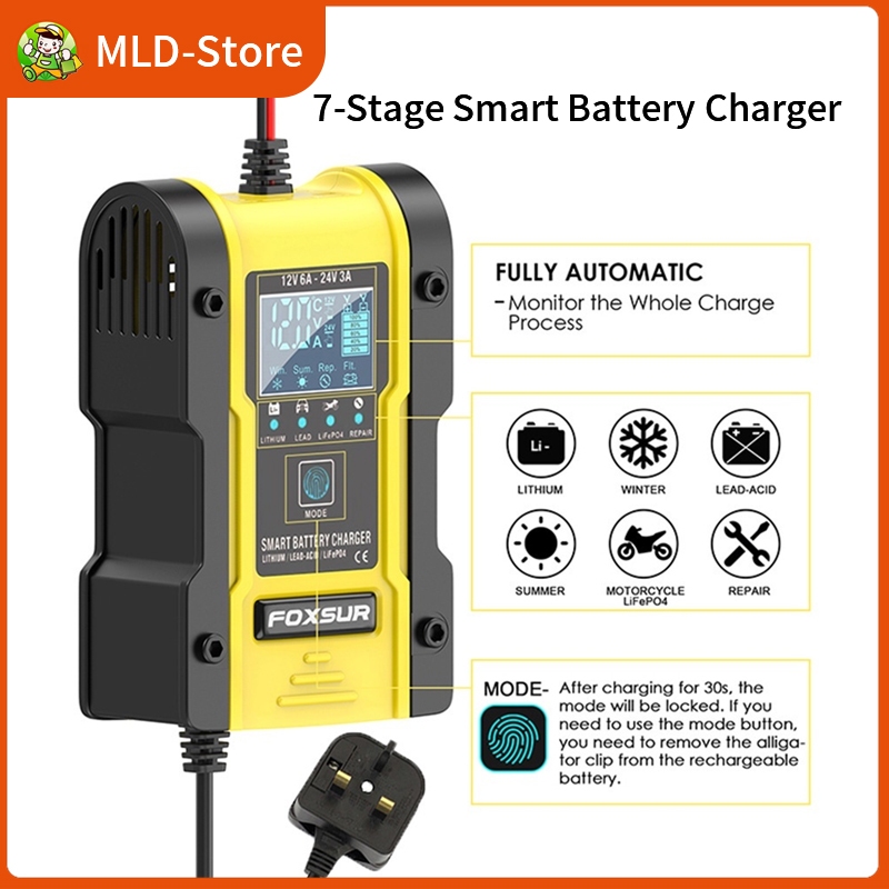 MLD Foxsur 12V/24V Car Lorry Battery Charger Pengecas Bateri Kereta ...