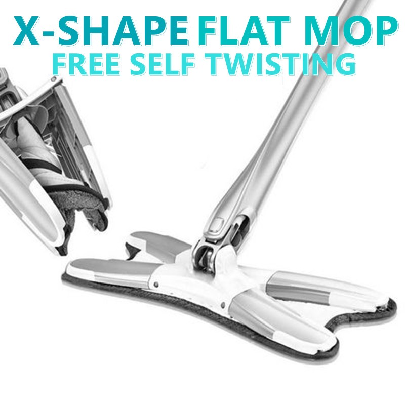 X Shape Hand Free Lazy Mop Hand Free Self Twisting Flat Mop with ...