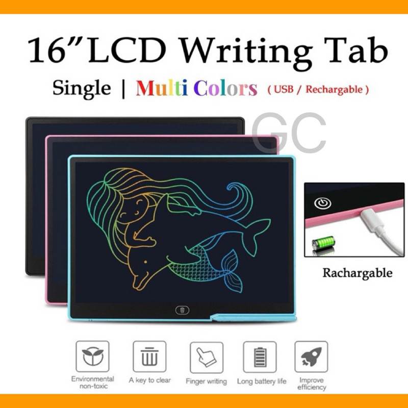 (Rechargable) LCD Writing Tablet Multi Color Screen Size 16Inch ...