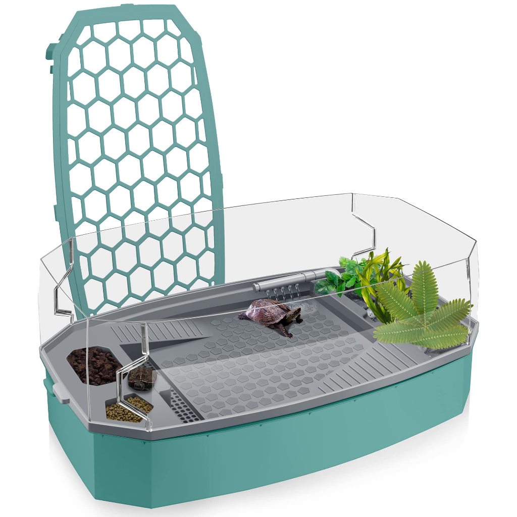 Turtle Tank With Cover Anti-escape Aquarium Complete Set Of Reptile ...