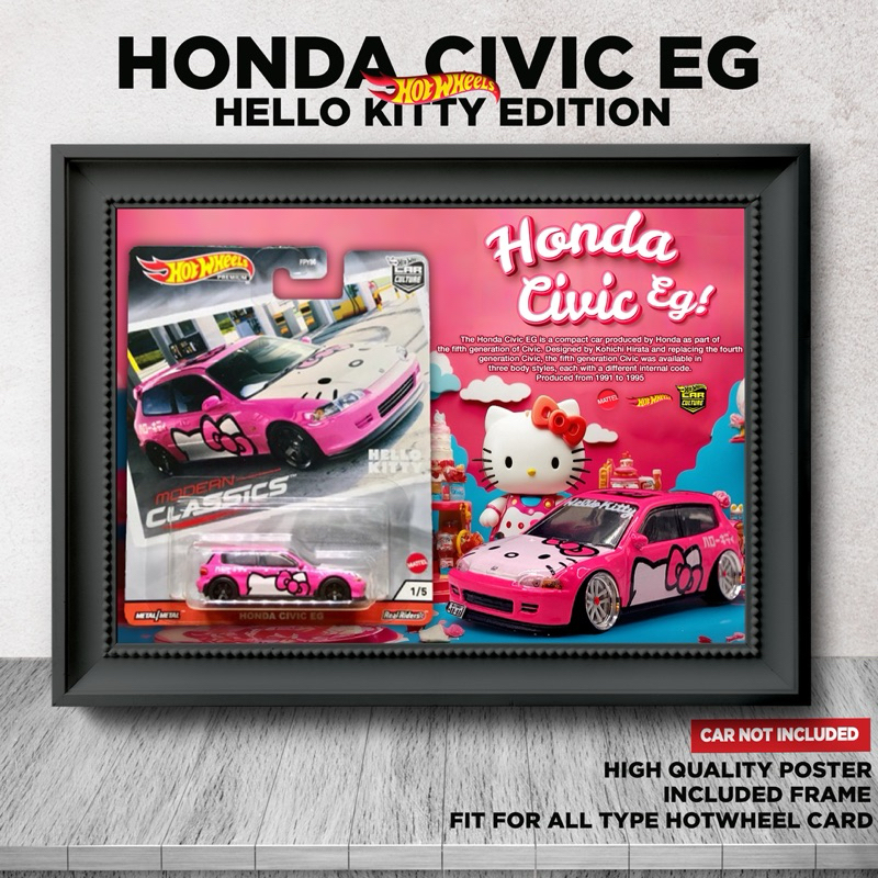 Frame Hotwheels Honda Civic Eg Hello Kitty Edition Poster | Shopee ...