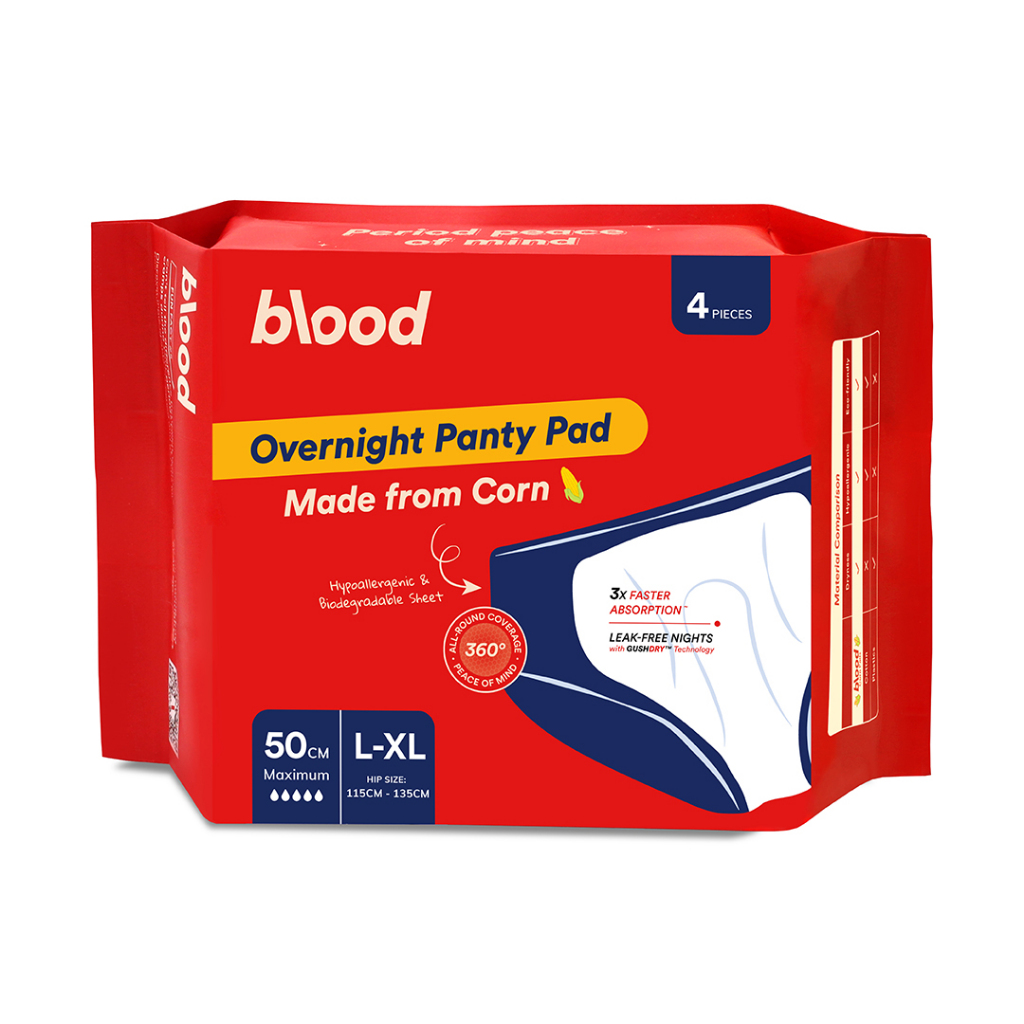 BLOOD Corn Overnight Panty Pads 50cm -SM/ML/LXL (4's/Pack) | Shopee ...