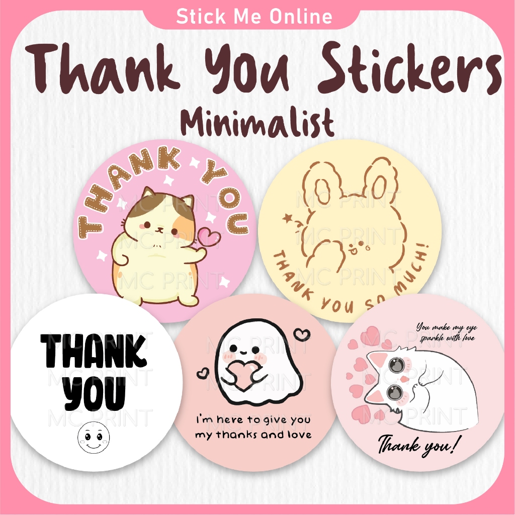 Minimalist Design Cute Thank You/Terima Kasih/Appreciation 100pcs ...
