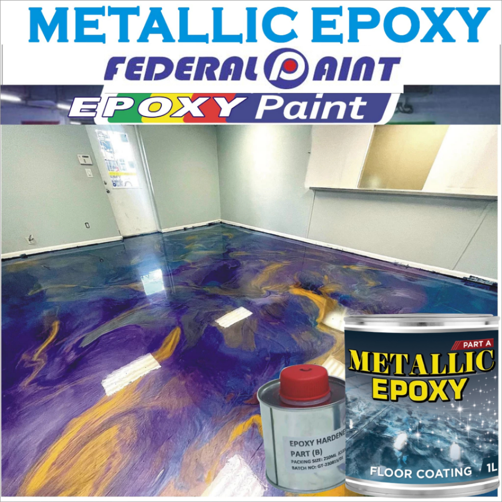 ( Metallic Epoxy Paint ) 1L METALLIC EPOXY FLOOR PAINT PROTECTIVE ...
