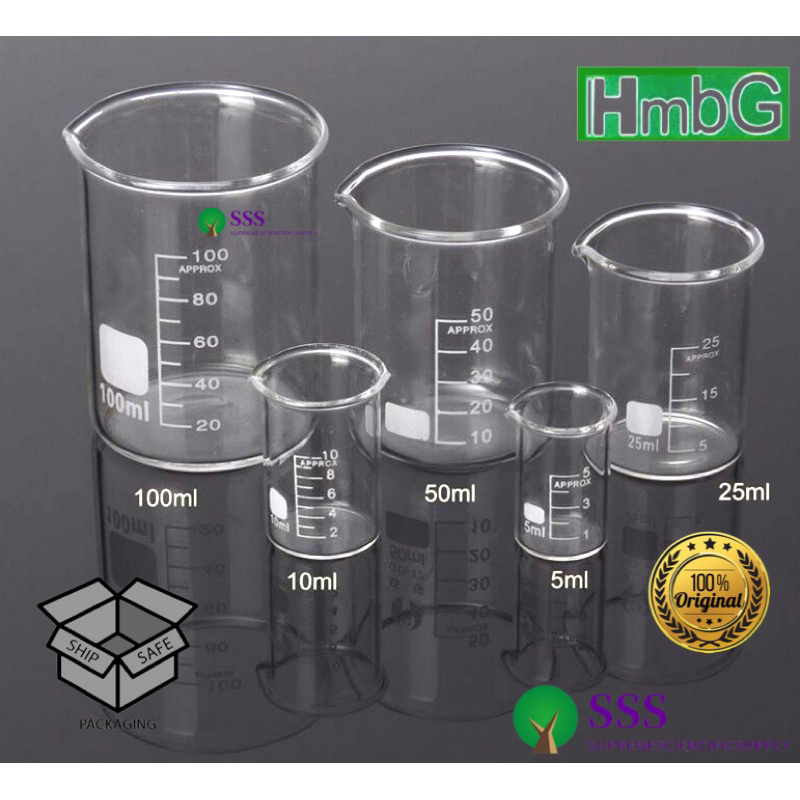 Beaker Low Form Borosilicate/Bikar Kaca Borosilicate (HmbG)(25ml,50ml ...