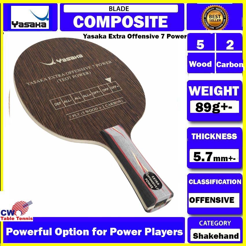 Yasaka Extra Offensive 7 Power FL Composite Carbon Table Tennis Blade Ping Pong Kayu bat Paddle ...
