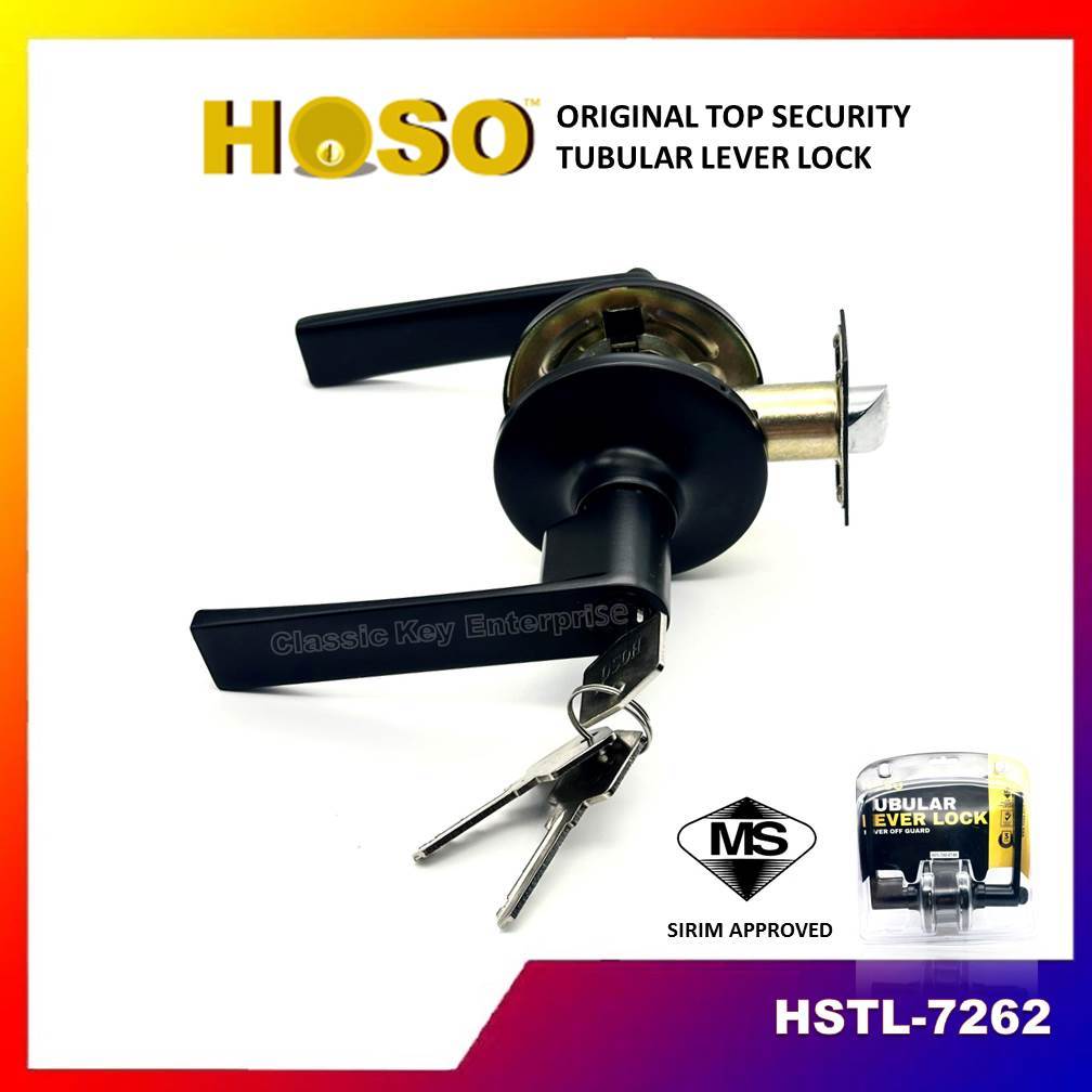 Hoso Tubular Lever Handle Door Lock Set HSTL-7262 Matt Black SIRIM ...