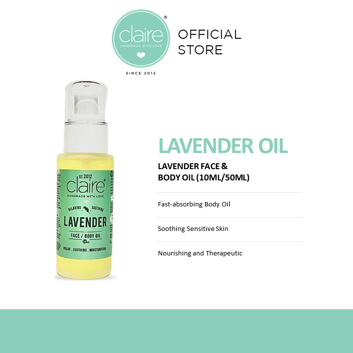 Claire Organics Calming Lavender Face Oil & Body Oil (10ml/50ml ...