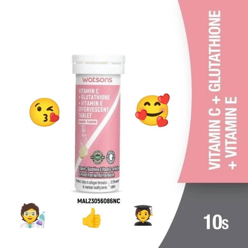 WATSON'S Vitamin C + Vitamin E + Glutathione Effervescent | Shopee ...