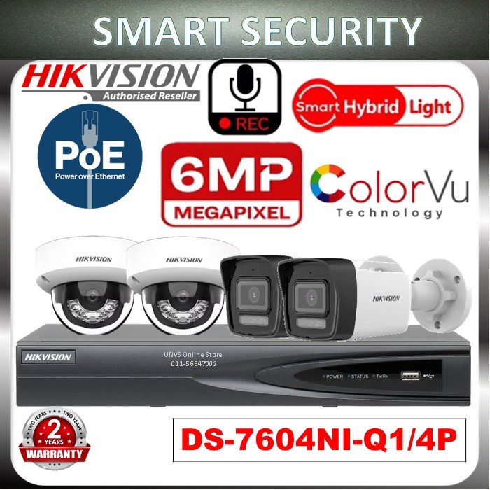 HIKVISION HIK 4 Channel 6.0MP Smart Hybrid Light POE + COLORVU + MIC ...
