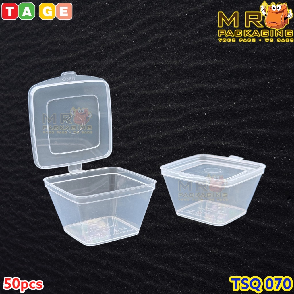 TSQ070 70ml 3oz Square Sauce Container Hinged Lid ( 50pcs± ) 70 ml ...
