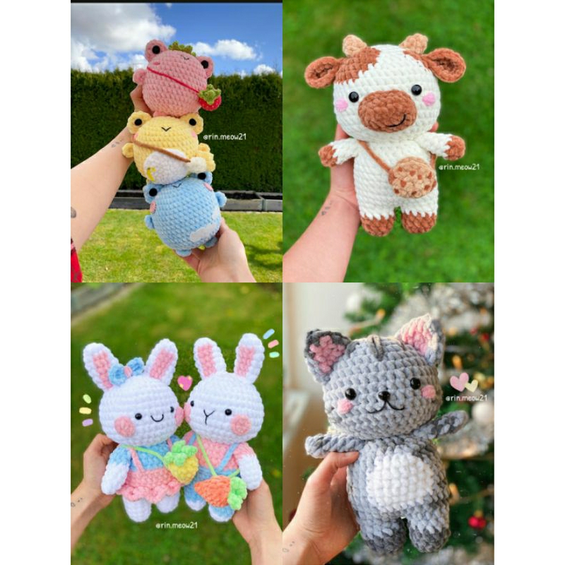 Amigurumi Cute Soft toy crochet by rin meow. Bunny, Frog, Cow and Cat ...