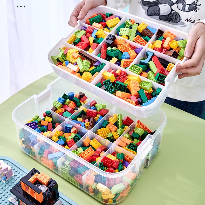 Block Storage Box 1/2/3 Levels Organizer Box Building Block Storage Box ...