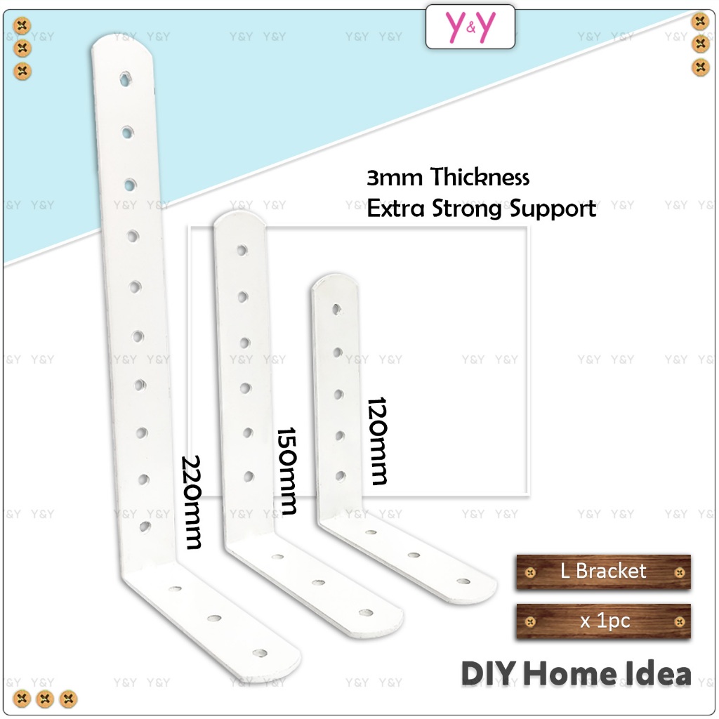 Y&Y Eco Extra Solid Epoxy White Steel Metal Angle L Bracket / L Shape ...
