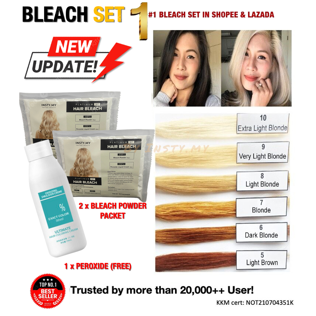 (FULL SET)BLEACH & 100ML PEROXIDE-KERATIN Set (Formula Baru 2 Packet ...