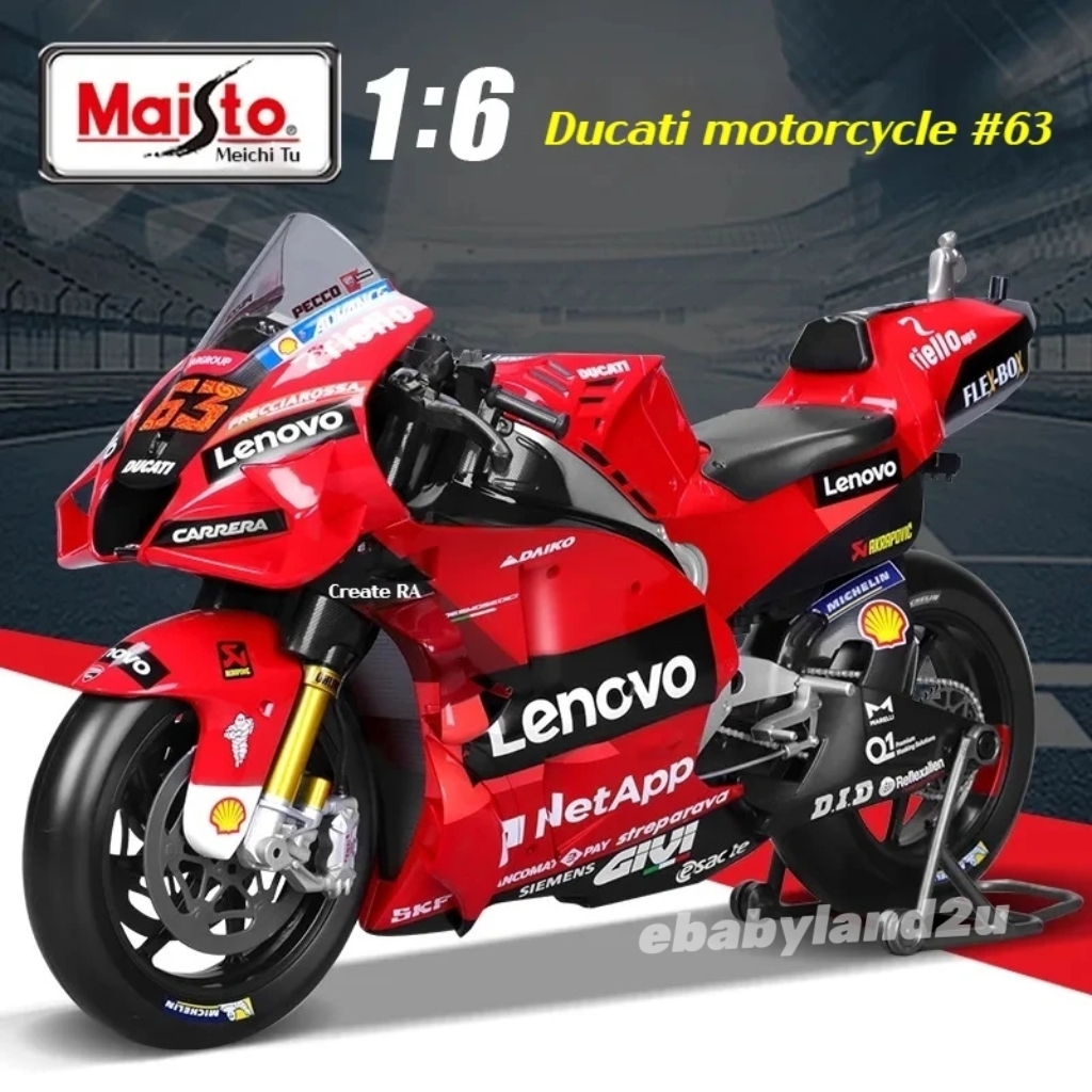 BIG Size Die Cast 1:6 MotoGP 63 Motor Ducati MAISTO Diecast Vehicle ...