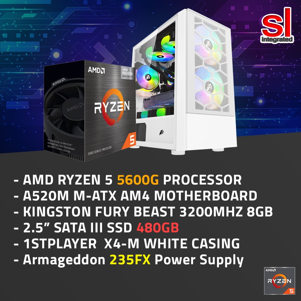 GAMING PC Ryzen 5 5600G Entry Level Desktop Gaming PC Package | Shopee ...