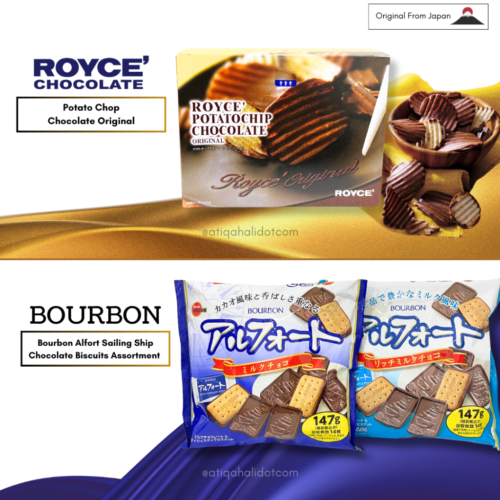 ROYCE' Potato chip Chocolate 190g & Bourbon Alfort Ship Chocolate ...