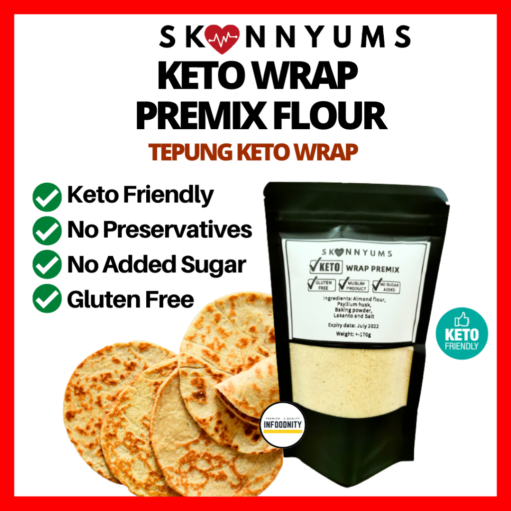 Skinnyums Keto Tortilla Wrap Low Carb Wrap Keto Premix Flour Tepung ...