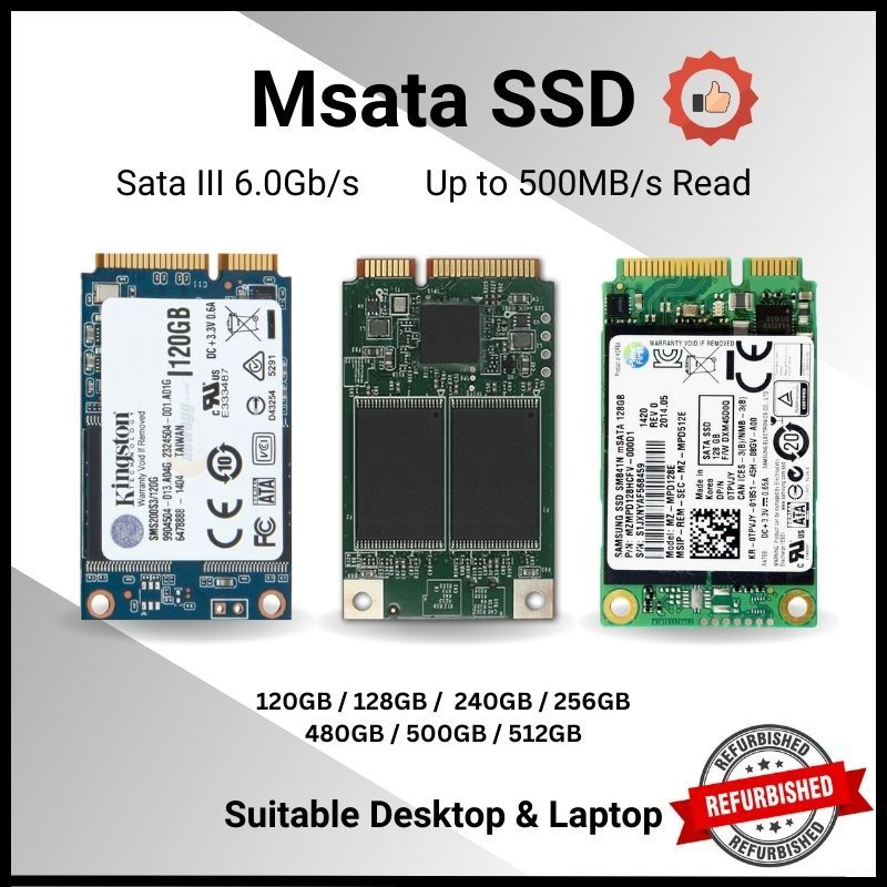 mSATA SSD USED Mix Brand 128GB 256GB 480GB Desktop Laptop Solid State ...