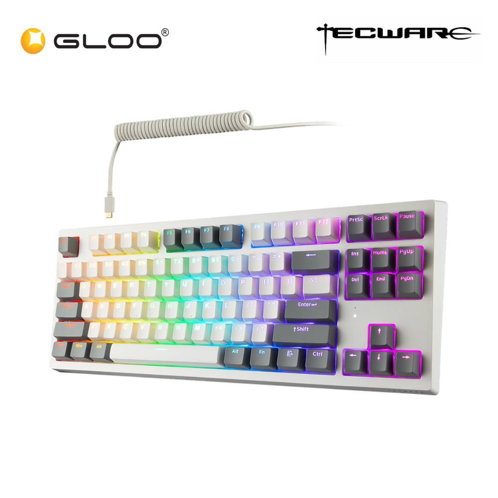 Tecware Phantom+ Elite 87 RGB White Mechanical Keyboard - Wraith Brown Switch (TWKB-PE87PZT ...