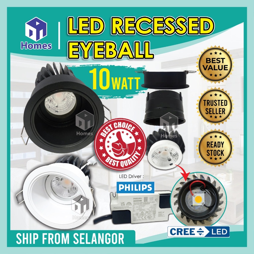 Eyeball Casing Fitting Die-Cast Aluminium Metal 10w with Philips Driver ...