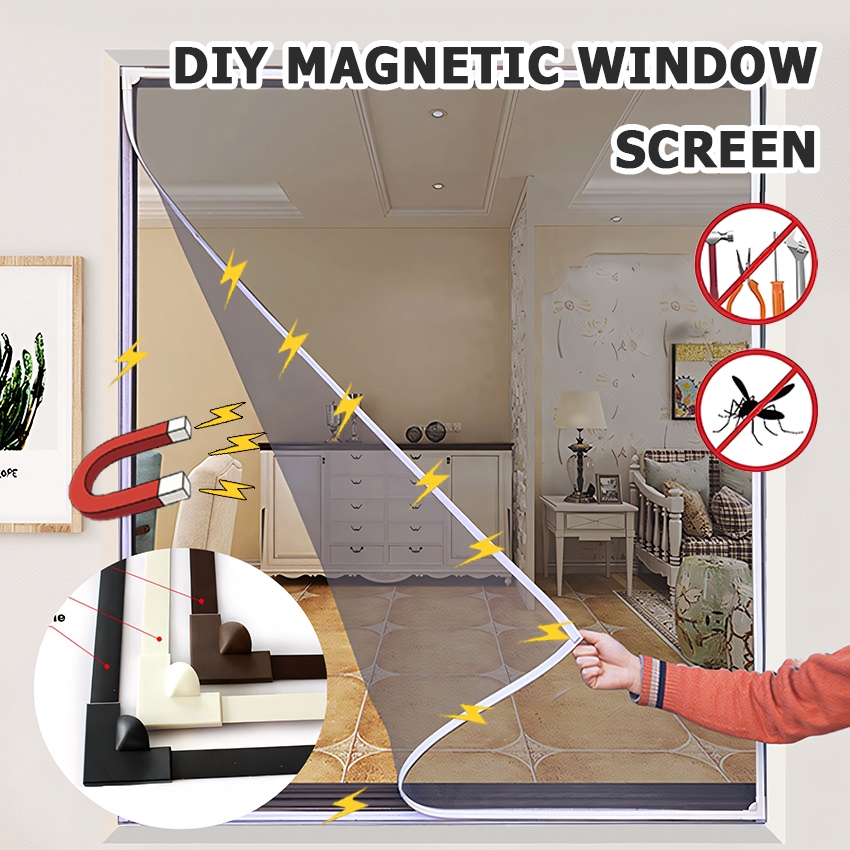 Magnetic Window Screen Mosquito Net Fiberglass Curtain Removable ...