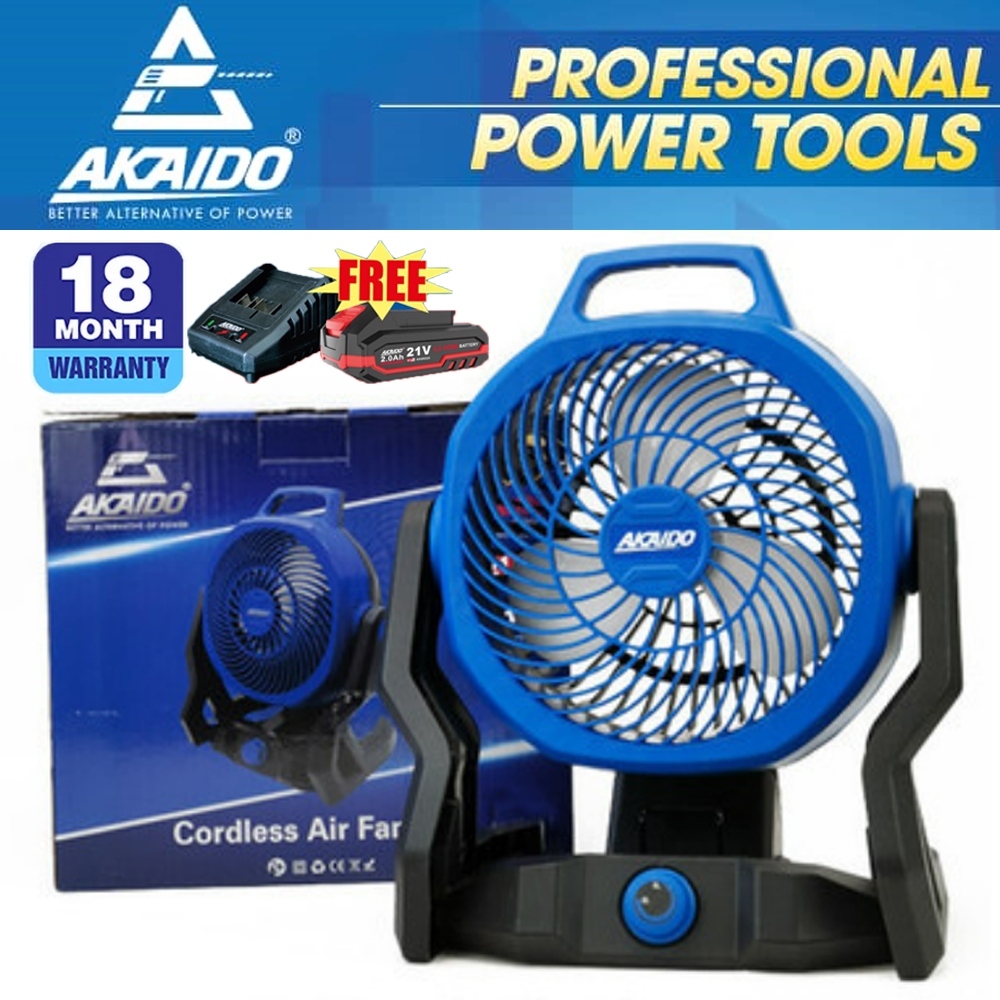 [HEAVY DUTY] AKAIDO 21V CORDLESS AIR FAN 10'' AKAF21V / PORTABLE FAN ...