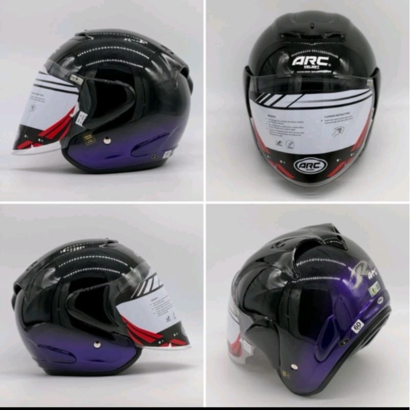 ARC RITZ HELMET TWO TONE BLACK PURPLE (L/XXL) | Shopee Singapore