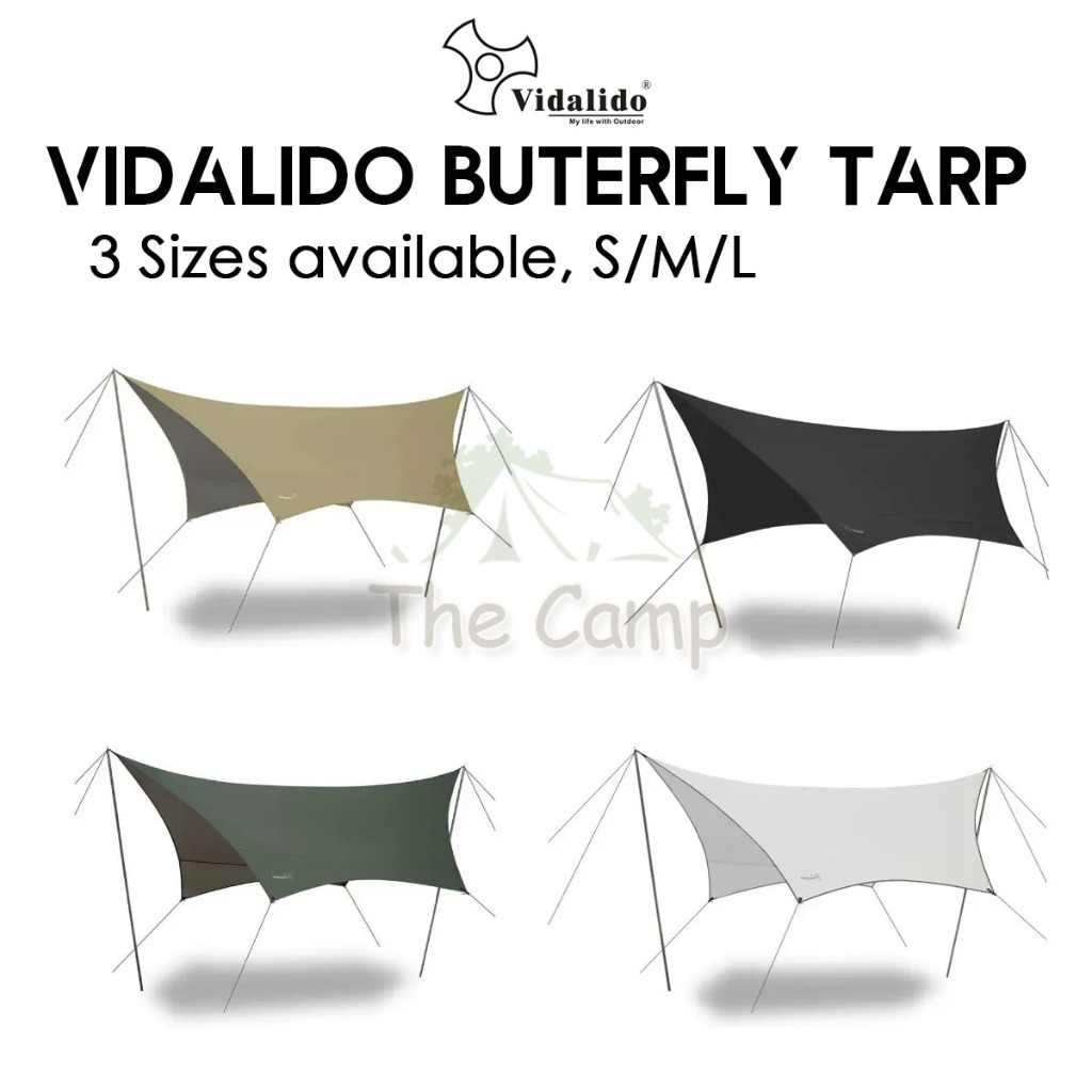 VIDALIDO Butterfly Tarp Flysheet Small Silver Coating Black Coated ...