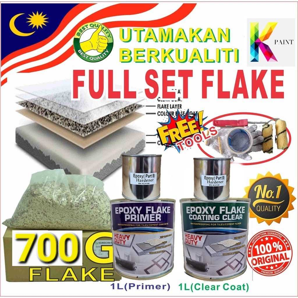 FULL SET Federal Paint Flake Coating Epoxy Toilet Tile Floor Waterproof ( FREE Tools / 700G ...