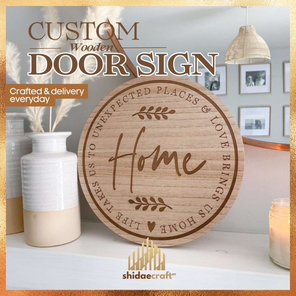 [CUSTOM] Wood DOOR SIGN Tanda Pintu Engraved Minimalist Rumah Deko ...